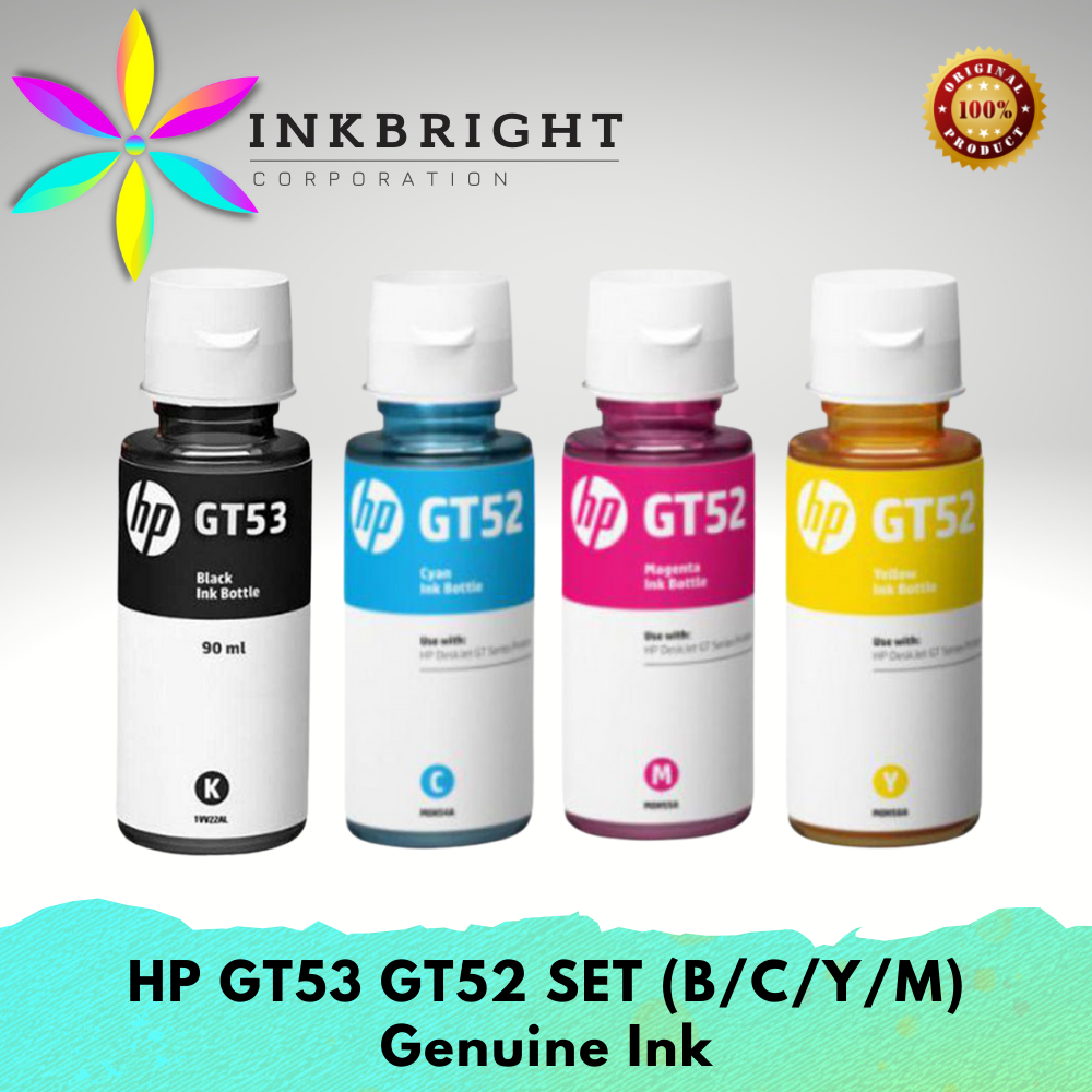 Original HP GT 53 + GT 52 Black Cyan Yellow Magenta Set (HPGT52 HPGT53 ...